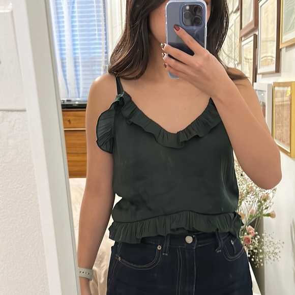 Nordstrom | Tops | Forest Green Tank With Frills | Poshmark